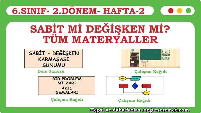 6. Sınıf – Hafta 2 – Sabit mi Değişken mi? - Özgür ŞEREMET